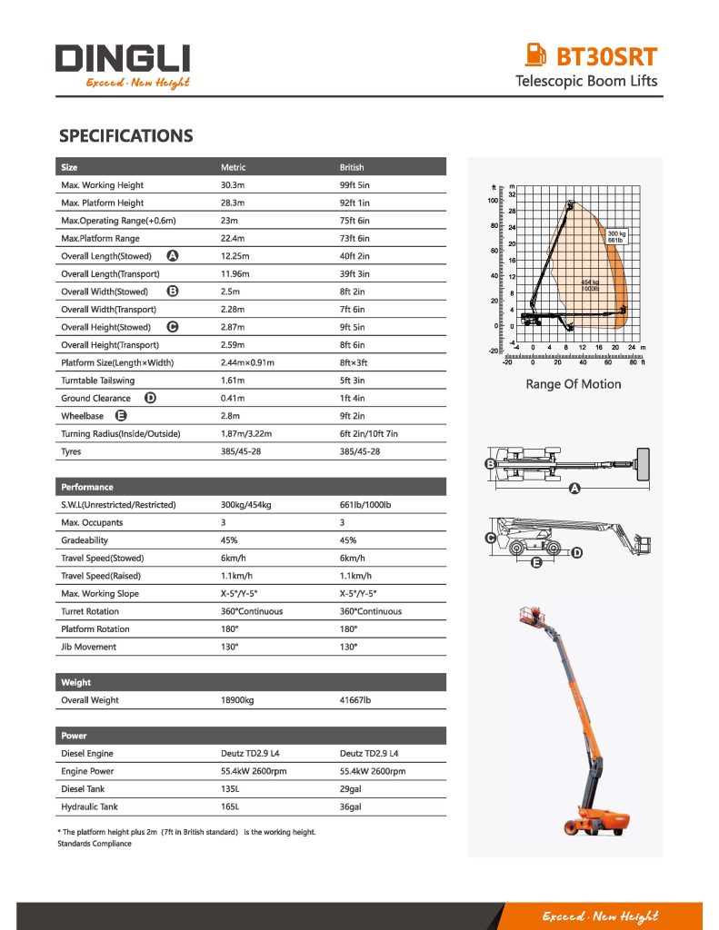 Dingli BT30RT 97ft Straight boom – Nash Plant Group