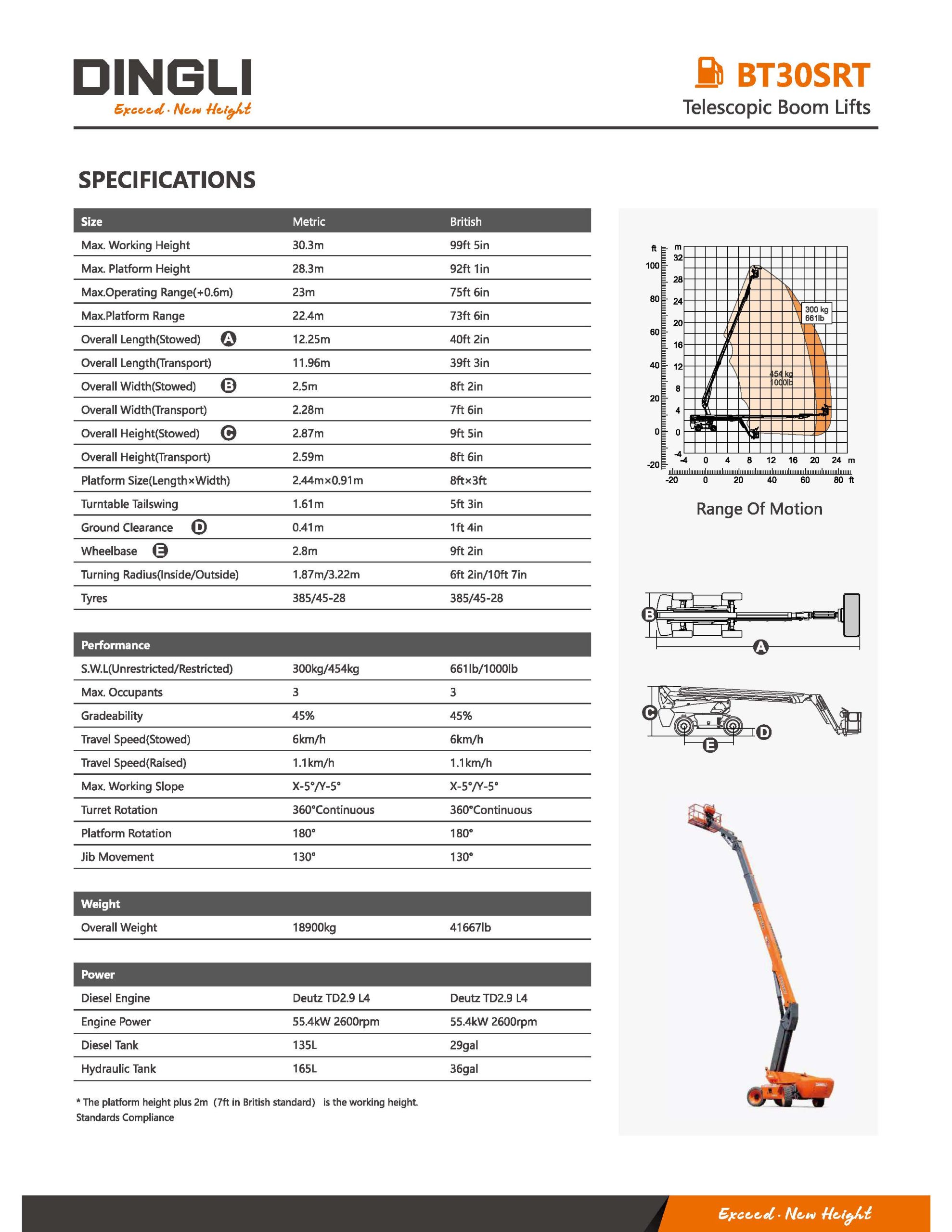 Dingli BT30RT 97ft Straight boom – Nash Plant Group