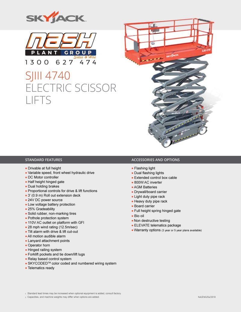 Skyjack SJ4740 40FT Electric Scissor – Nash Plant Group